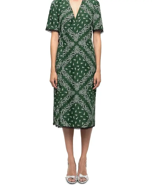 Zadig&Voltaire Reforme Silk Printed Wrap Dress - Meadow