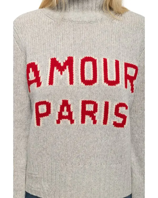 Zadig&Voltaire Nalma Wool Amour Paris Turtleneck Sweater