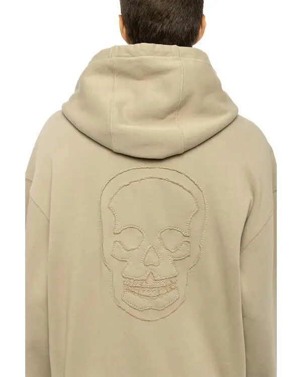 Zadig&Voltaire Sweelo Cotton Skull Zip Drawstring Hoodie