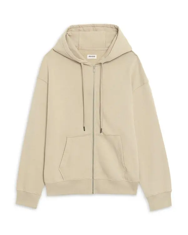 Zadig&Voltaire Sweelo Cotton Skull Zip Drawstring Hoodie