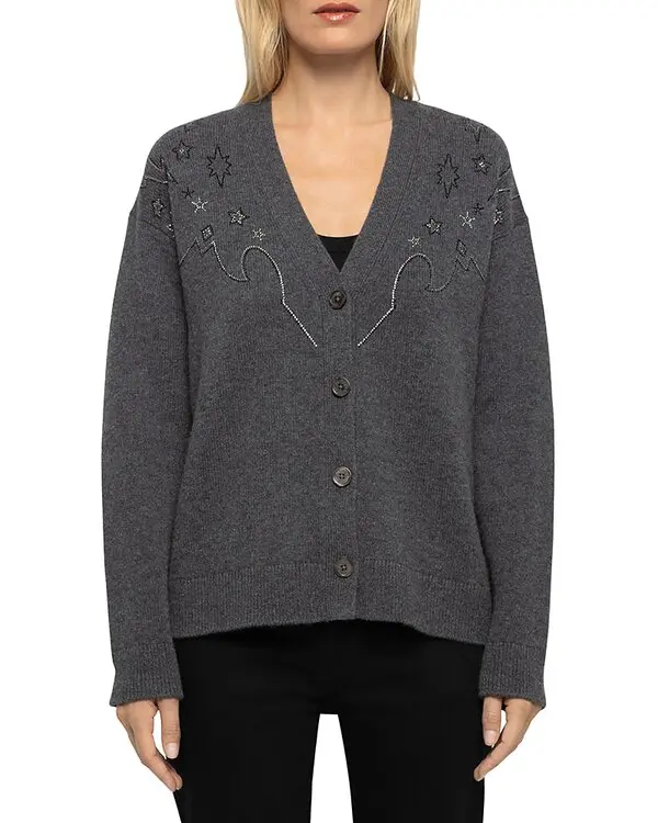 Zadig&Voltaire Mikyz Cashmere Embellished Cardigan - Anthracite