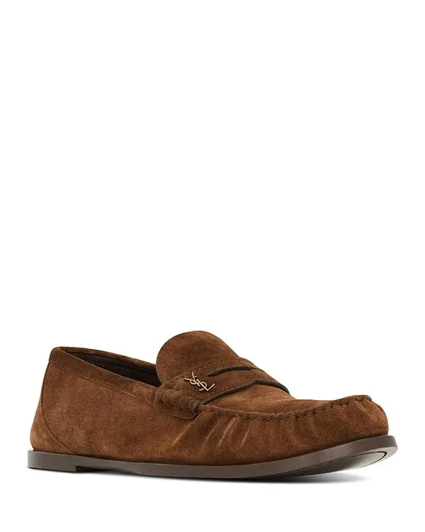 Saint Laurent Suede Loafers With Logo Detail - Snuff Suede