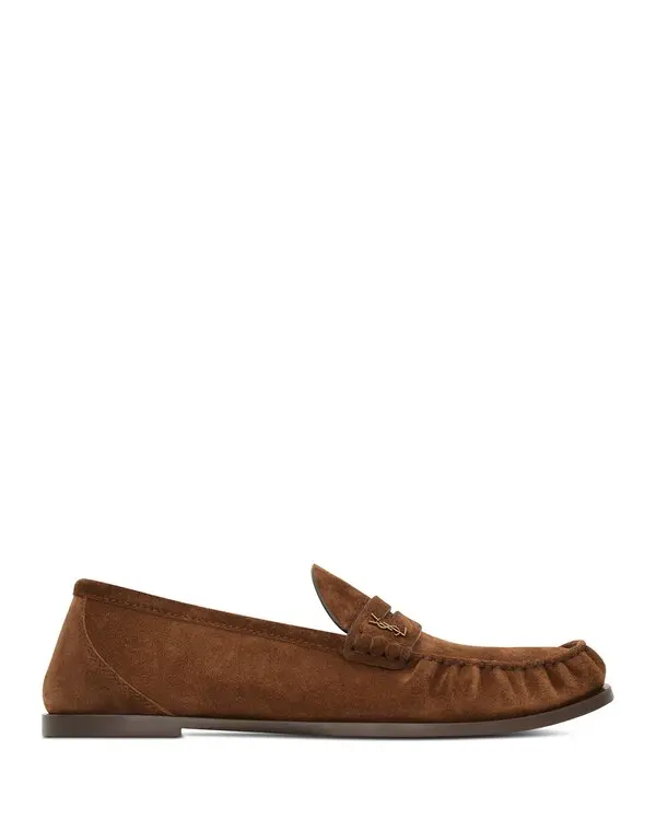 Saint Laurent Suede Loafers With Logo Detail