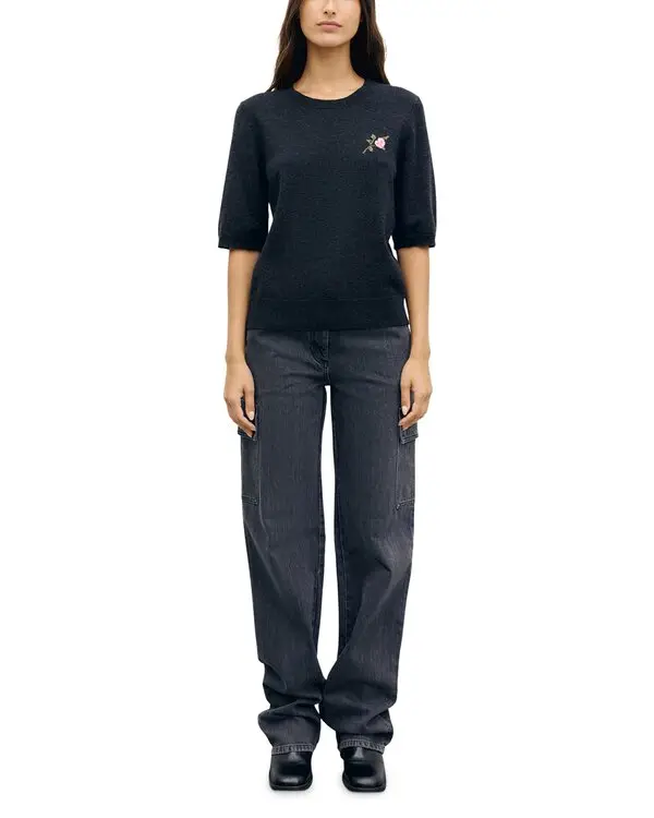 Gerard Darel Rolane Wool Elbow Sleeve Sweater