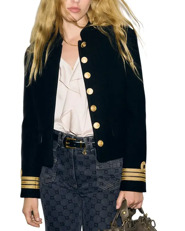 Gerard Darel Joslyn Button Front Military Jacket