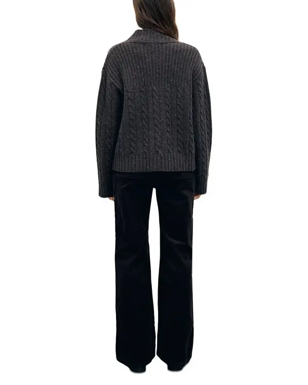 Gerard Darel Rafa Merino Wool Ribbed & Cable Knit Cardigan