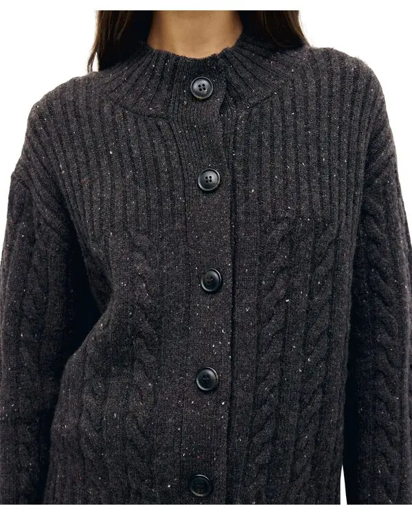 Gerard Darel Rafa Merino Wool Ribbed & Cable Knit Cardigan
