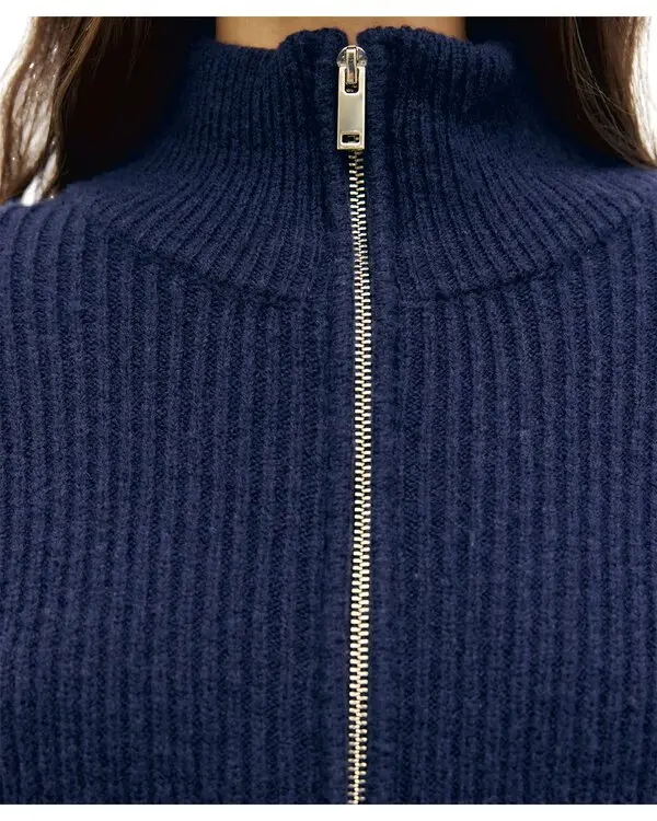 Gerard Darel Rika Half Zip Ribbed Sweater