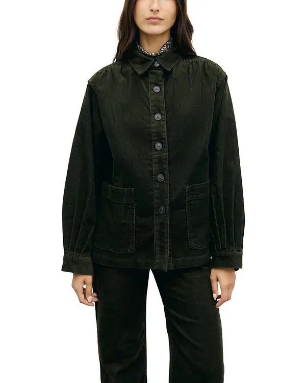 Gerard Darel Jena Cotton Stretch Corduroy Shirt - Khaki Green