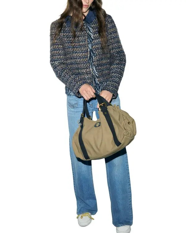 Gerard Darel Joya Fringe Trim Snap Front Jacket