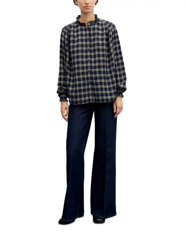 Gerard Darel Lotte Printed Ruffle Trim Blouse