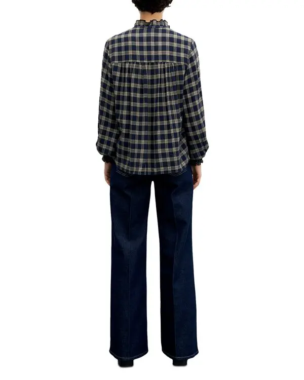 Gerard Darel Lotte Printed Ruffle Trim Blouse