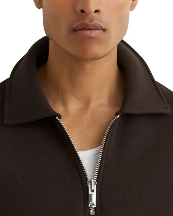 REISS Kurwin Cotton Half Zip Sweatshirt - Chocolate