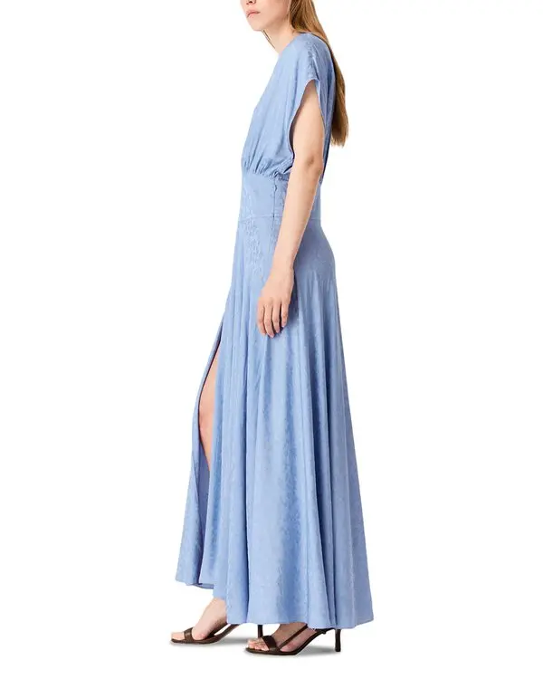 Maje Ridan Jacquard Print Maxi Dress - Light Blue