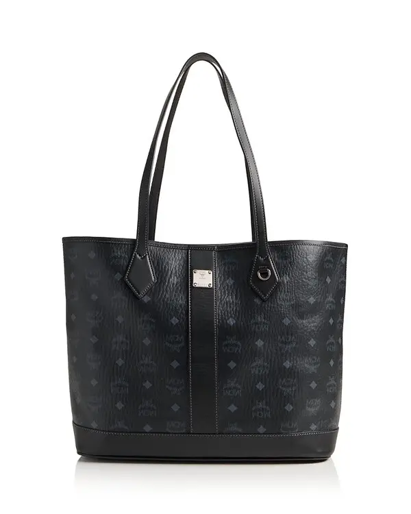 Mcm Liz Medium Visetos Leather Shopper Tote - Black
