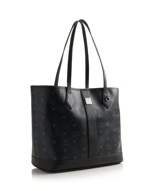Mcm Liz Medium Visetos Leather Shopper Tote - Black