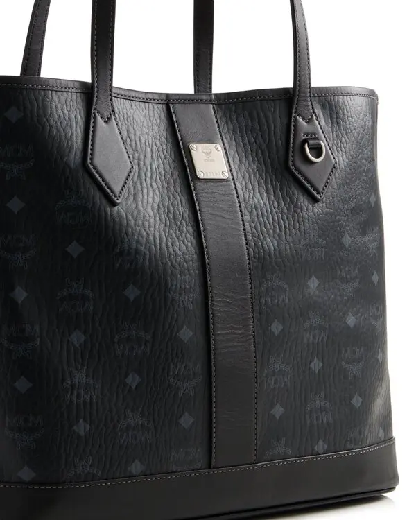 Mcm Liz Medium Visetos Leather Shopper Tote - Black
