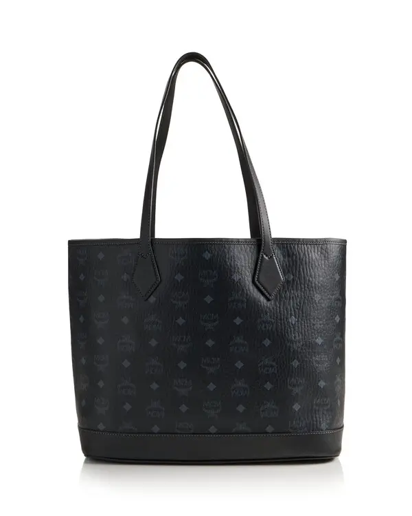 Mcm Liz Medium Visetos Leather Shopper Tote - Black