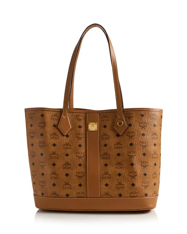 Mcm Liz Medium Visetos Shopper Tote - Cognac