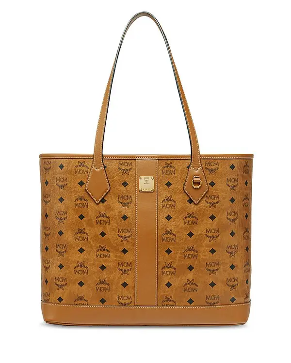 Mcm Liz Medium Visetos Shopper Tote - Cognac