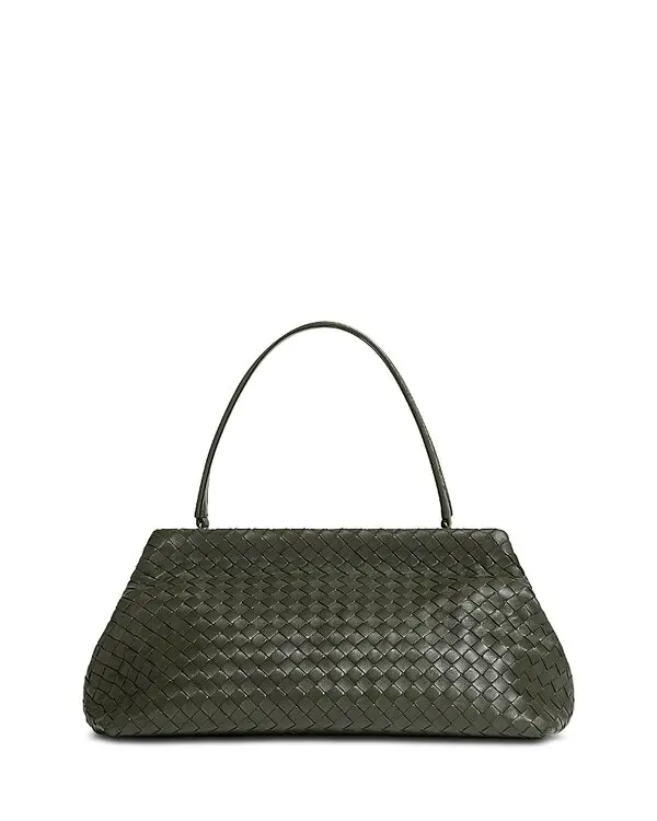 Bottega Veneta The 1998 Intrecciato Leather Top Handle Bag - Dark Green/muse Brass