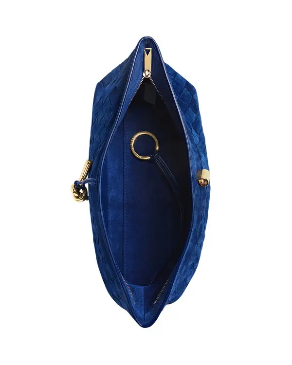 Bottega Veneta Andiamo Intrecciato Suede Boat Pouch