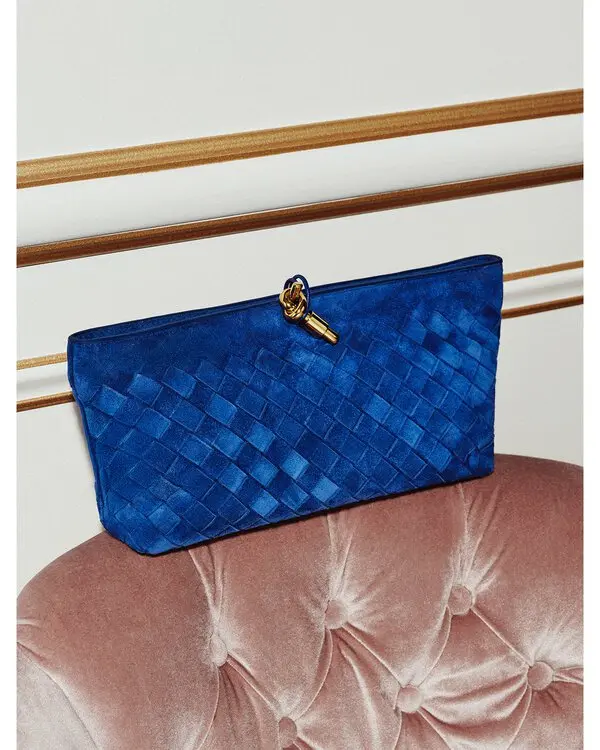 Bottega Veneta Andiamo Intrecciato Suede Boat Pouch