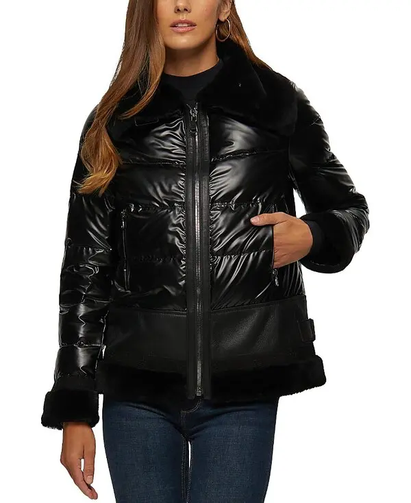 Gorski Quilted Jacket With Merino Shearling Lamb Trim - Black