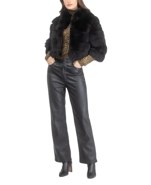Gorski Merinillo Shearling Lamb Bolero With Cropped Sleeves - Black