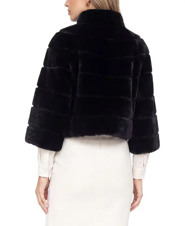 Gorski Select Shearling Lamb Bolero With Cropped Sleeves - Black