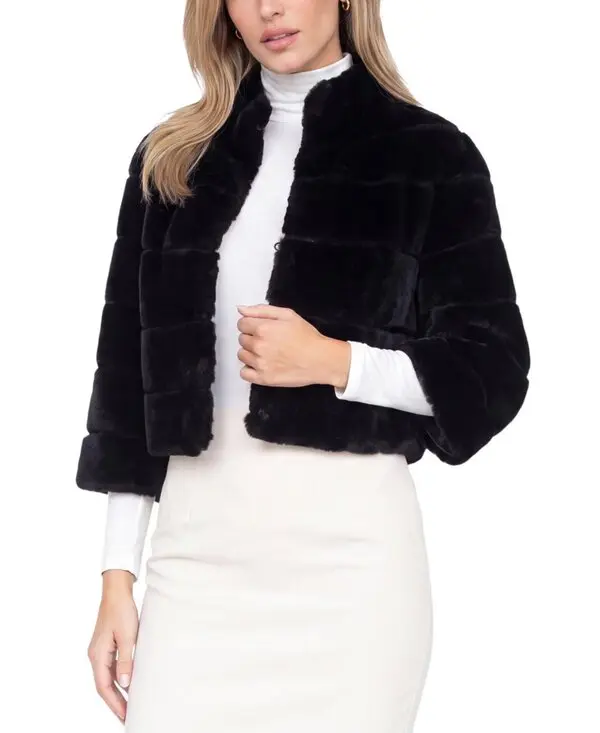 Gorski Select Shearling Lamb Bolero With Cropped Sleeves - Black