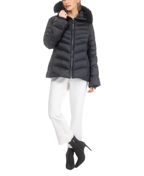 Gorski Down Jacket With Toscana Lamb Trim - Black/black