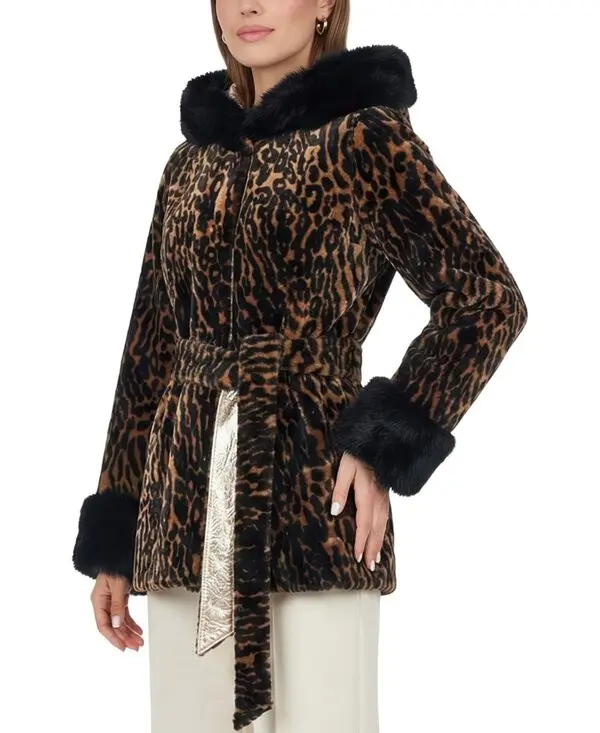 Gorski Reversible Shearling Lamb Jacket With Hood Trim & Cuffs And Belt