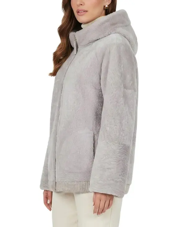 Gorski Textured Shearling Lamb Jacket With Hood
