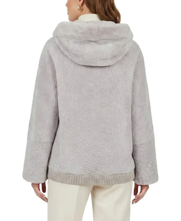 Gorski Textured Shearling Lamb Jacket With Hood