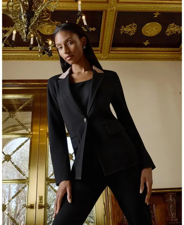 Misook Tailored Luxestretch Contrast Stitch Blazer