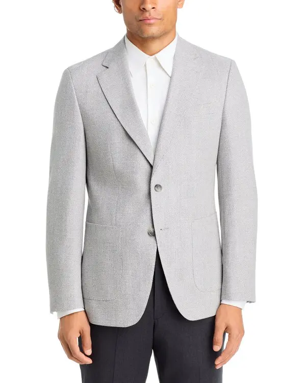 BOSS Hutson Herringbone Slim Fit Sport Coat - Open Grey