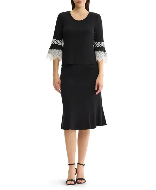 Misook Lace Applique Soft Knit Top