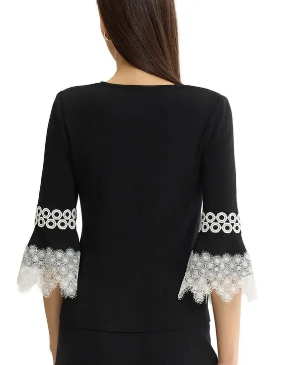 Misook Lace Applique Soft Knit Top
