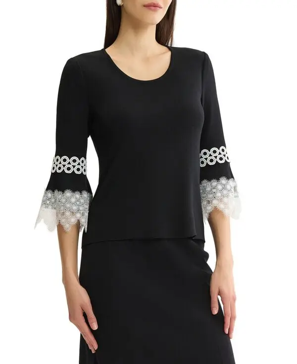 Misook Lace Applique Soft Knit Top