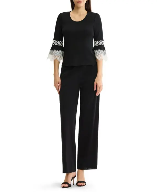 Misook Lace Applique Soft Knit Top