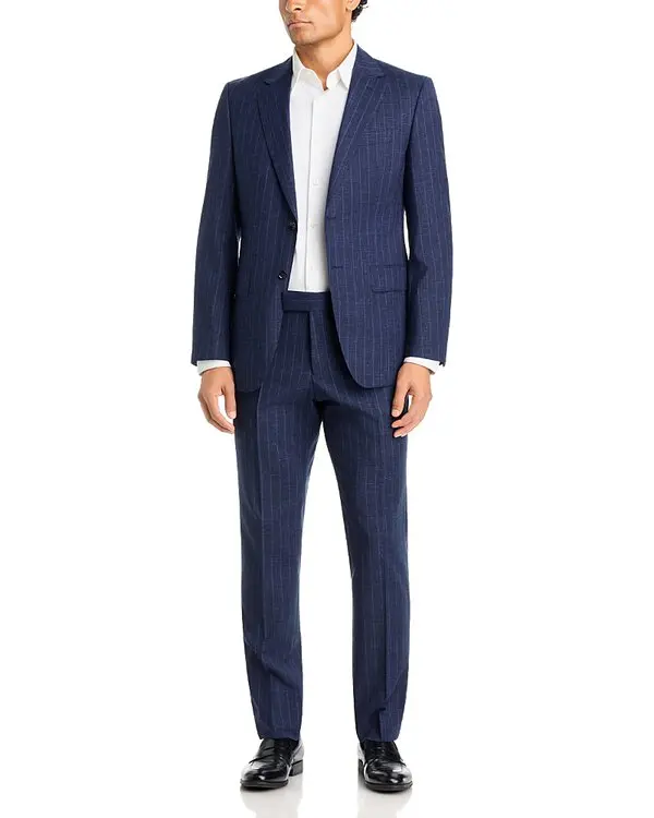 BOSS Huge Pinstripe Wool Blend Slim Fit Suit - Dark Blue
