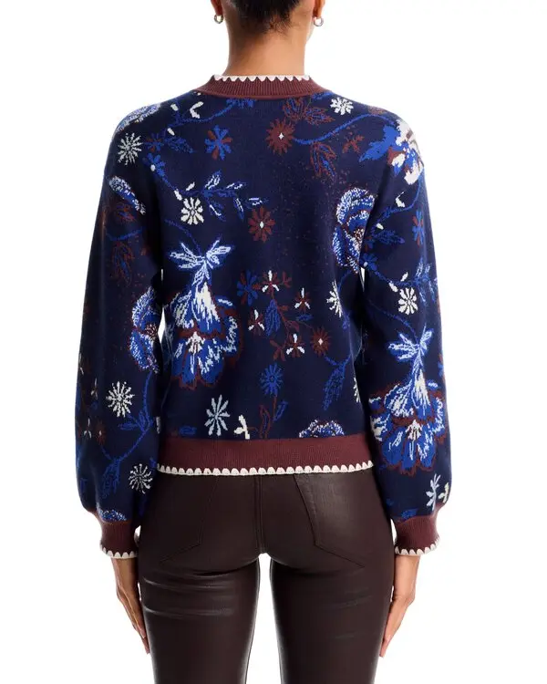 Aqua Embroidered Border Cardigan