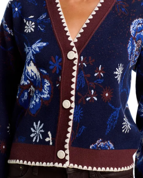 Aqua Embroidered Border Cardigan