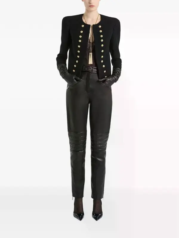Balmain Textured Cropped Jacket With Gold-tone Buttons