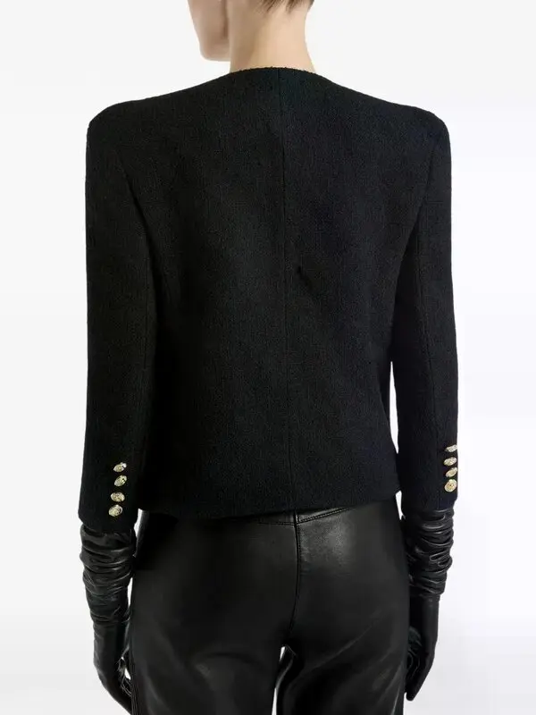 Balmain Textured Cropped Jacket With Gold-tone Buttons