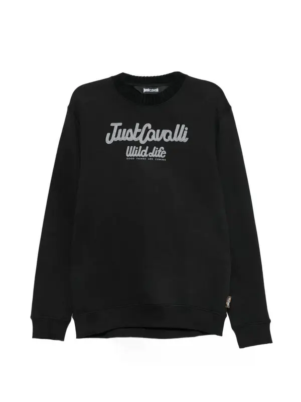 Just Cavalli Logo-embroidered Sweater - Black
