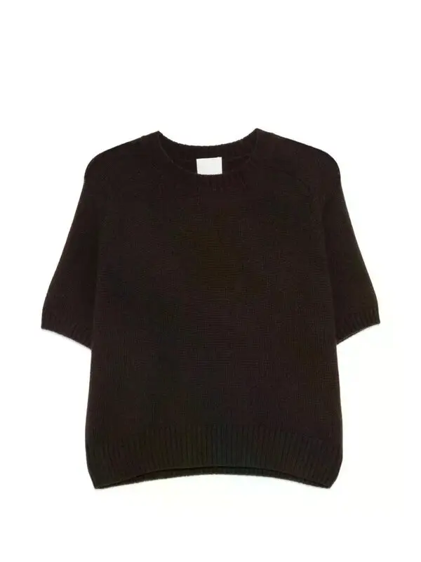 ALLUDE Short-sleeve Cashmere Sweater - Brown