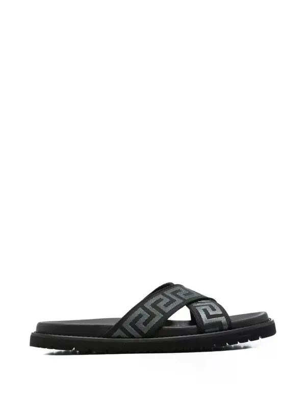 Versace Greca Crossover Sandals - Black