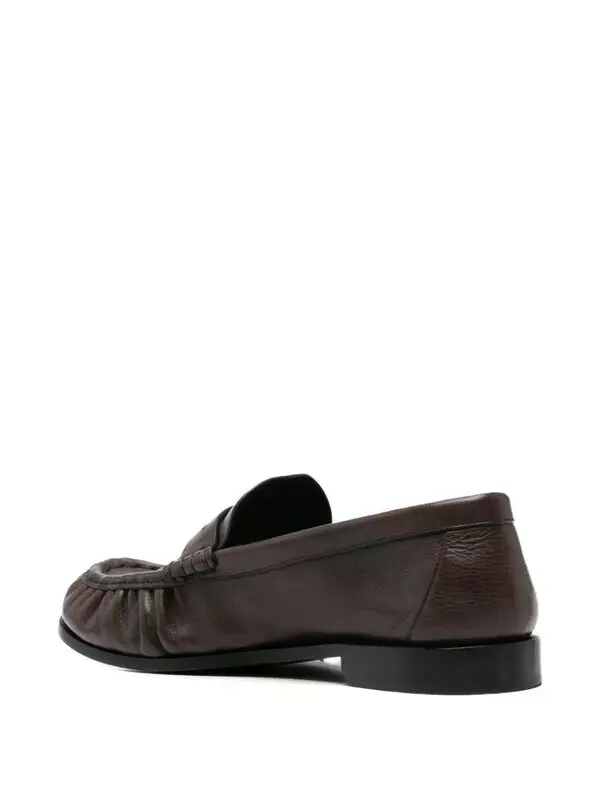 Saint Laurent Leather Loafers With Plaque
